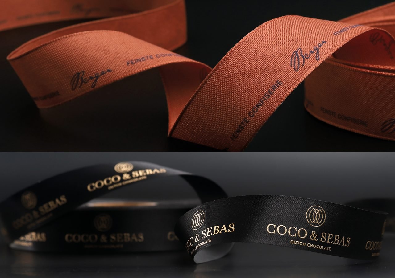Branding: on packaging with personalised ribbon